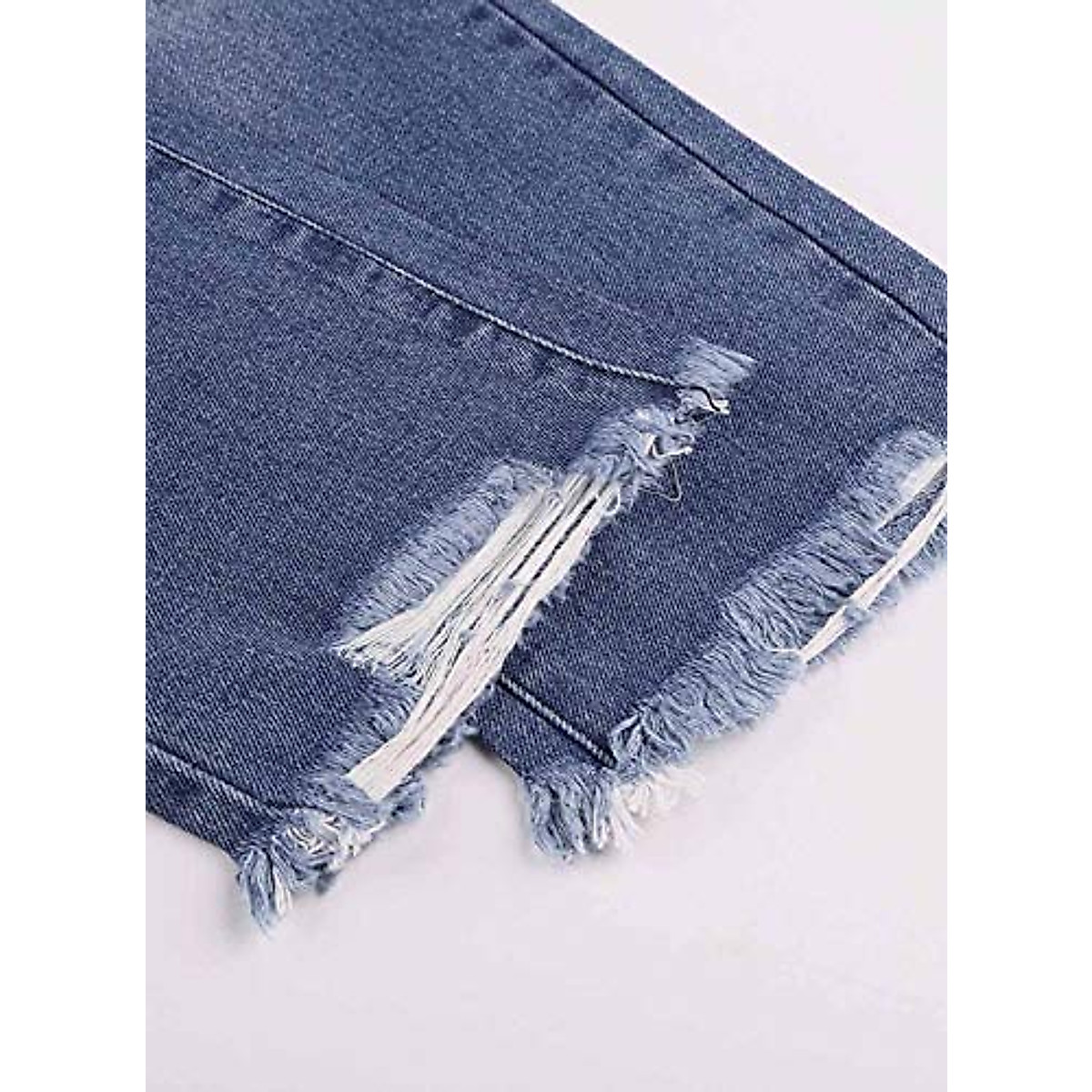 Sidefeel Women's Boyfriend Jeans Loose Stretchy Ripped Distressed Denim Pants Size 8 Sky Blue