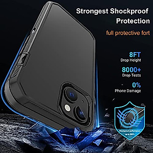 Annymall for iPhone 14 Case with 2 Screen Protector, Heavy Duty Shockproof Dropproof Dust Proof Full Body Rugged 3-Layer Military Tough Durable Protective Cover for Apple iPhone 14 6.1" (Black)