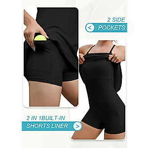 IUGA Tennis Dress for Women Athletic Dress with Built-in Shorts & Bra Womens Workout Golf Exercise Dresses Black