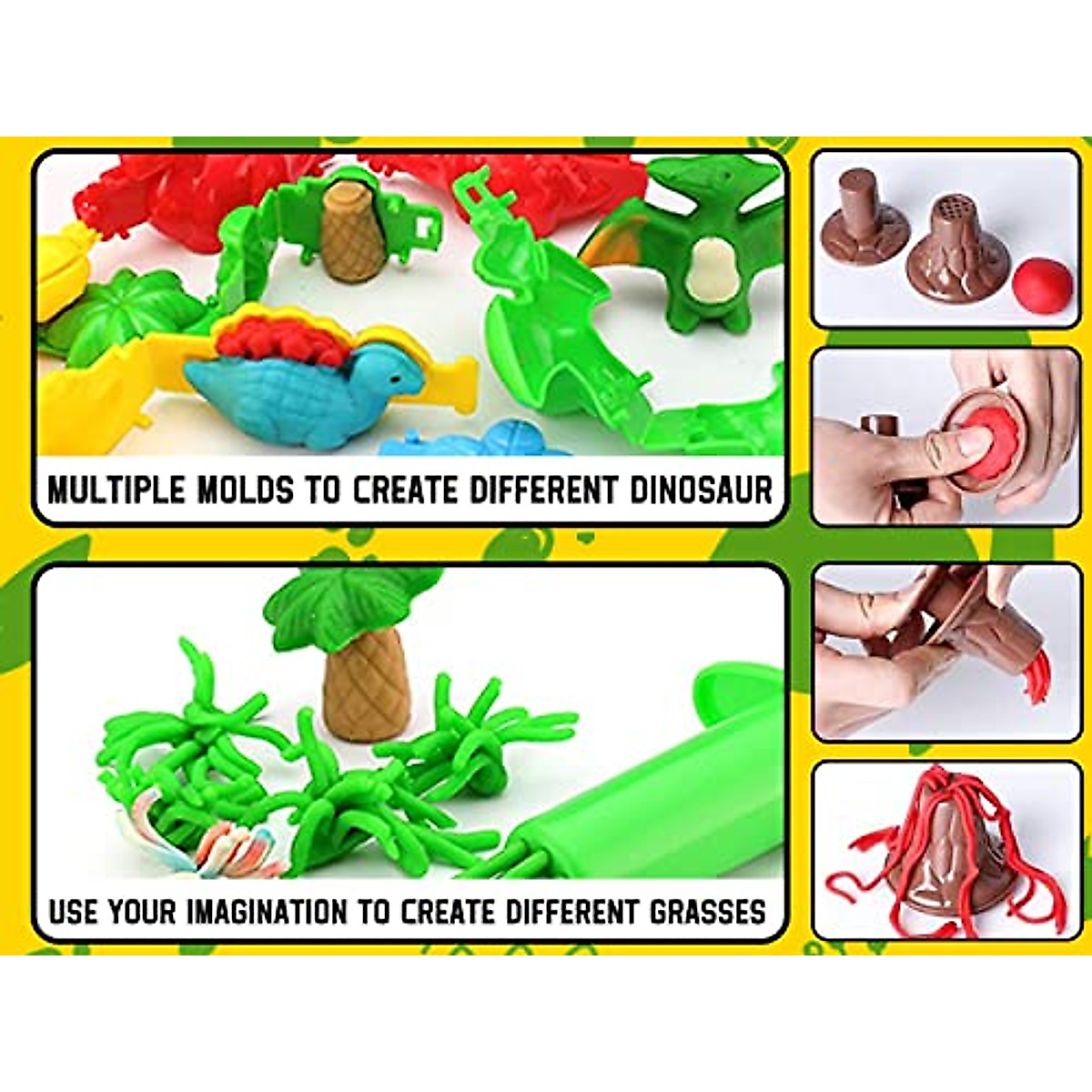 Crelloci Dinosaur Clay Toys, 26 PCS Dino Theme Color Tools and Molds Accessories for Boys Girls Christmas Halloween Party Gift