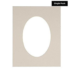 12x16 Mat Bevel Cut for 10x12 Photos - Precut Grey Oval Shaped Photo Mat Board Opening - Acid Free Matte to Protect Your Pictures - Bevel Cut for Family Photos, Pack of 1 Matboard Show Kit With Acid