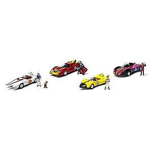 Speed Racer 4 Car Set with American Diorama Figures 1/64 Diecast Model Cars by Johnny Lightning JLCP7379