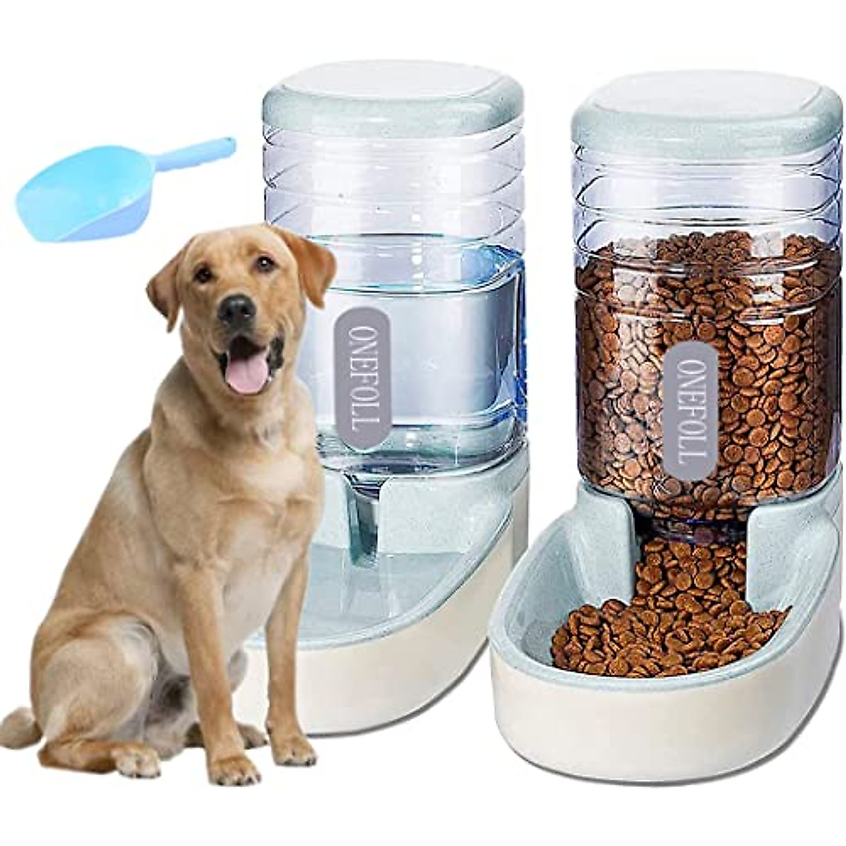 Automatic Pet Feeder 3.8L Food Feeder and Water Dispenser Set for Small & Big Dog Cat and Pet Animals (Grey)