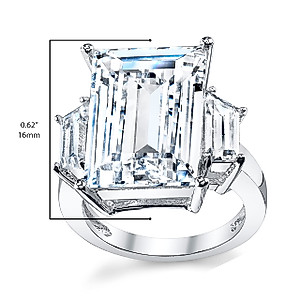 9 Carats Sterling Silver 925 Kim Kardashian Engagement Wedding Ring Emerald-Cut Cubic Zirconia
