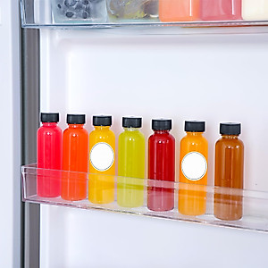 Moretoes 2oz Shot Bottles with Caps, 12pcs Plastic Juice Bottles, Reusable Leak-proof Containers with Cap for Juices, Ginger Shot, Smoothie and Other Liquids