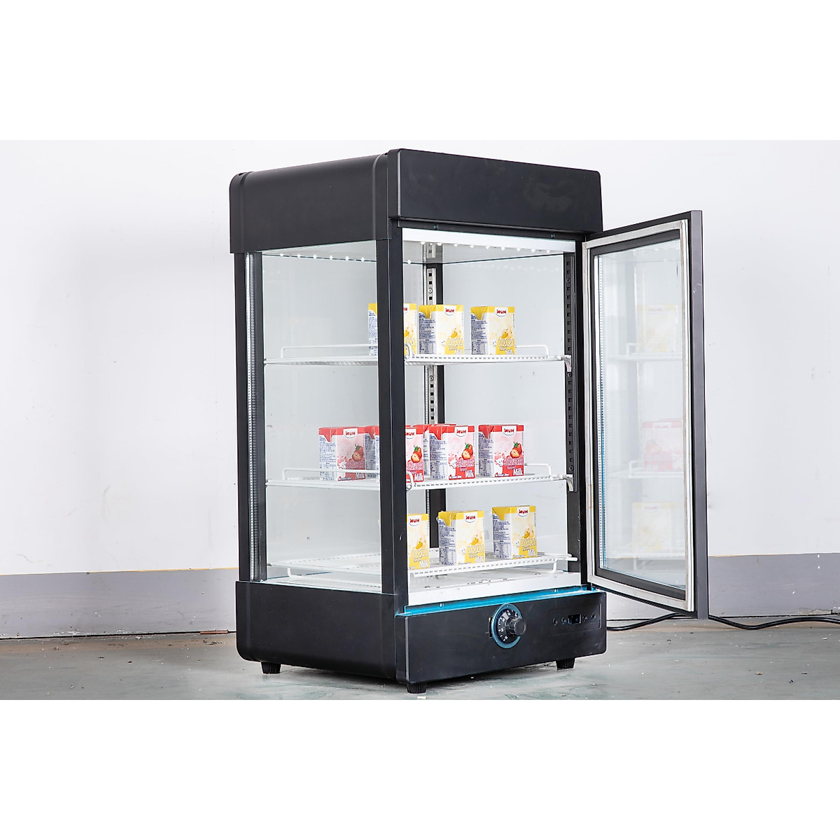 NAFCOOL 3-Shelf Electric Commercial Hot Box Food Warmer for Pizza/Pretzel, Countertop Heated Holding Cabinet, Warming Oven for Catering, w/Thermometer and Adjustable Thermostat