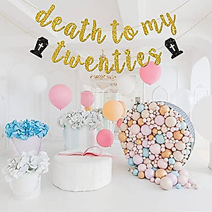 INNORU Death to My Twenties Banner, RIP to My 20s Party Decorations, Happy 30th Birthday Party Decorations, Gold Glitter