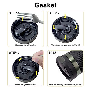 BOSORIO 2 Gaskets and 2 Stoppers Compatible with Contigo Snapseal Byron Travel Mug 16oz & 20oz Replacement Rubber Seal for Contigo Snapseal Lid, Silicone Part for Contigo Coffee Travel Tumbler