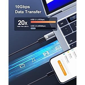 [10Gbps] USB C Female to USB Male Adapter, USB 3.1 A to USB C Adapter SuperSpeed Data Sync Compatible with iPhone 16/ iPhone 15 Plus Pro Max,Type-C Earphone, Laptop, Charger, Quest Link -Grey