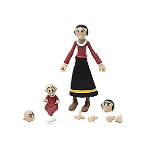 Boss Fight Studio Olive OYL Popeye Classics Wave 1 Action Figure – Highly Articulated Figurine with Accessories Including Swee’ Pea, Fabric Skirt, Alternate Heads and Hand, and Removable Hat - 1:12