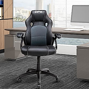 Executive Office Chair, Computer Desk Chair, Ergonomic PU Leather Swivel Managerial Chair, Adjustable High Back Task Chair with Padded Armrests, Black