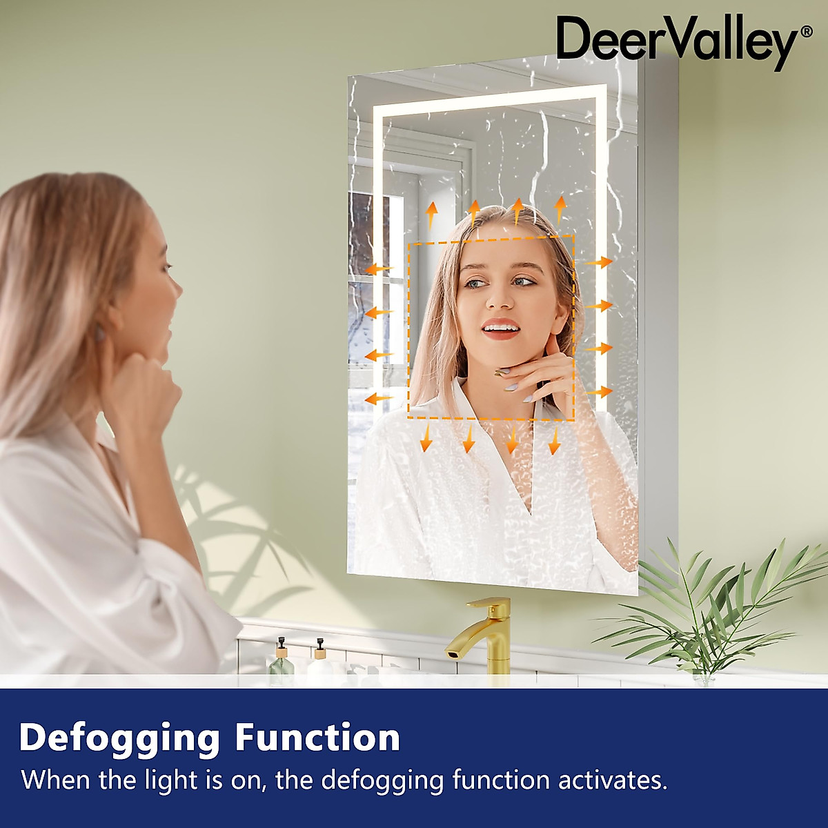 Deer Valley 24" W x 36" H Lighted Medicine Cabinet with Mirror, Led Medicine Cabinet for Bathroom with Defogger & 3-Color, Wall Mounted Mirrored Medicine Cabinets with Lights DV-1VM0187