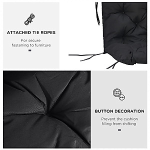 Outsunny 59" x 38" Tufted Bench Cushion for Outdoor Furniture, 3-Seater Replacement for Swing Chair, Patio Sofa/Couch, Overstuffed, Includes Backrest, Black