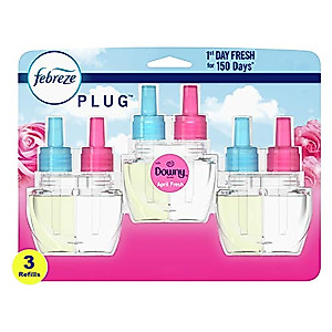 Febreze Plug in Air Fresheners, Downy April Fresh & Gain Original Scent Variety Pack, Odor Eliminator for Strong Odor (6 Refills Total)