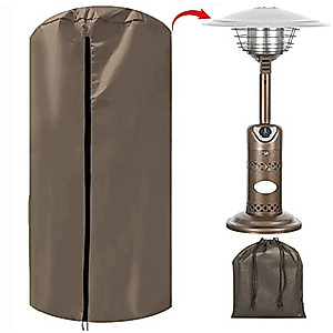 Heavy Duty Tabletop Heater Cover, 38'' H x 24'' W x 24'' D Round Stand-Up Patio Heater With Table Cover-420D Oxford Silver Coated Fabric Waterproof & Dustproof for All Weather Protection (Brown)