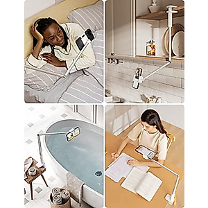 Viozon Phone Holder, Flexible Long Arm,Overhead Mount,360° Angle Adjustable,Aluminum Alloy, C Clamp for Headboard Bedside&Table&Desk,Compatible with 3.5"-6.7" Phone,iPhone 14 Plus/Pro Max W