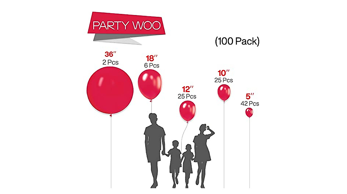 PartyWoo Matte Red Balloons - 100 pcs for Every Event
