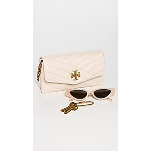 Tory Burch Women's Kira Chevron Chain Wallet, New Cream, Off White, One Size