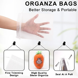 ANZNKU 50 Pack White Organza Bags 6x9 inches, Organza Gift Bags Mesh Drawstring Bags, Mesh Bags for Gifts Premium Sheer Organza Bags, Wedding Party Christmas Halloween Favor Bags