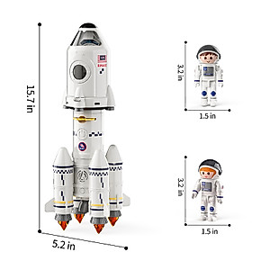 TEMI Space Shuttle Rocket Toys for 3 4 5 6 7 8 9 Years Old Kids Science Educational 5-in-1 STEM Aerospace Toys with 2 Astronauts, Projection Lamp, Space Adventure Toys Gift for Boys Girls 3+
