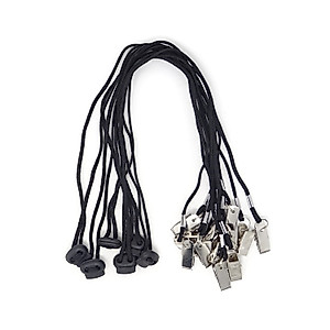 HONBAY 6PCS Black Adjustable Napkin Lanyard Neck Strap with Metal Alligator Clip for Anyone Who Want to Keep Clothes Clean