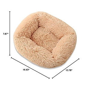 Bed Xs Size Warm Winter Square Super Soft Sleeping Dog Bed Long Plush Washable Cat Mat Basket Puppy House 1Pcs Champagne