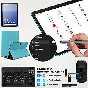 MEBERRY Updated Android 11.0 Tablet : 10.1-inch Ultra-Fast 4GB/RAM,64GB/ROM Tablets-8000mAh Battery-2.4G+5G WiFi Support - Bluetooth Keyboard | Mouse | M7 Tablet Cover and More Include - Metal Blue
