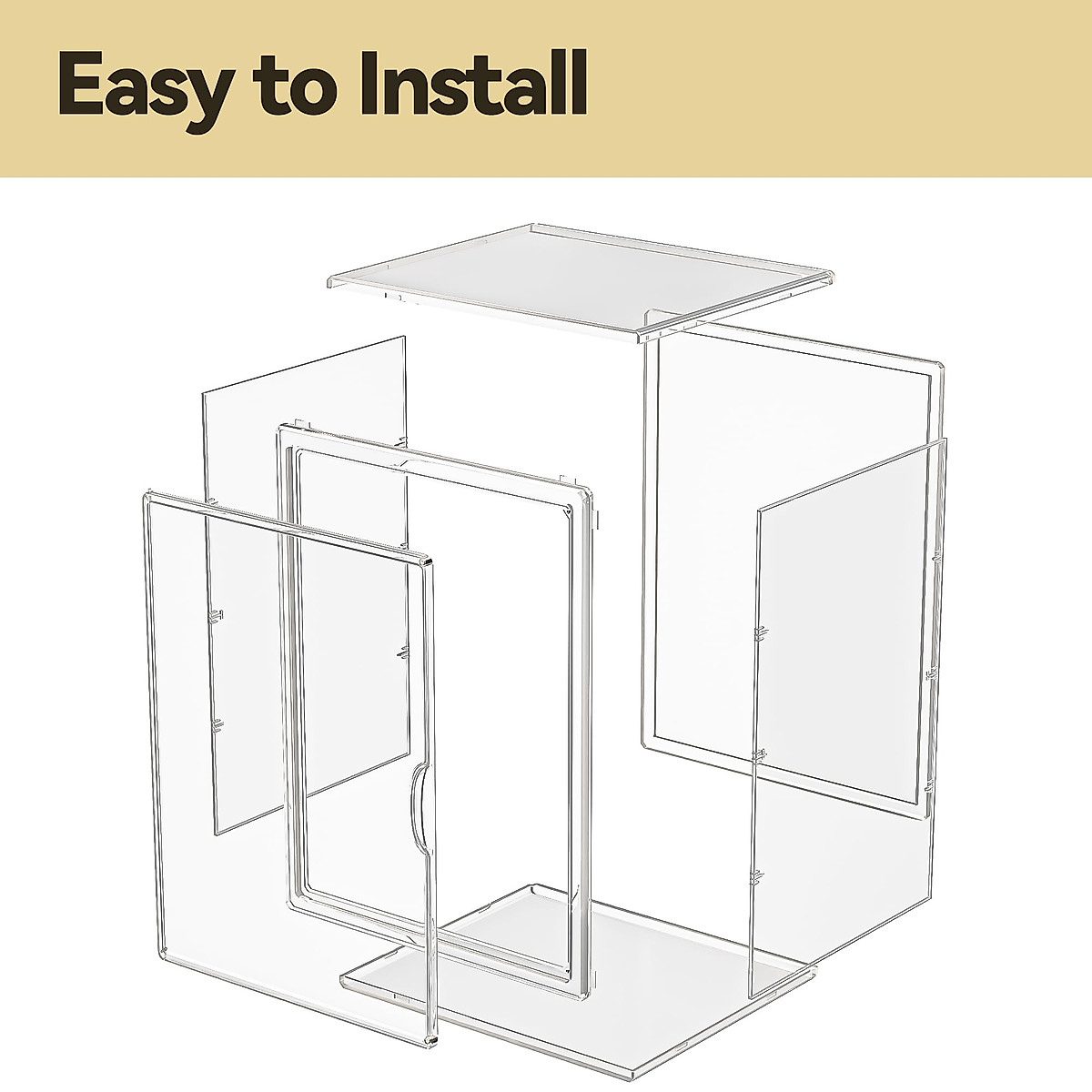 IYINIYI 15.75''x11.81''x9.84'' XX-Large Clear Shoe Storage Boxes with Divider, Stackable Plastic Boot Boxes with Magnetic Door, Acrylic display case Box with Lids for Sneaker Purses Handbags Books (3)