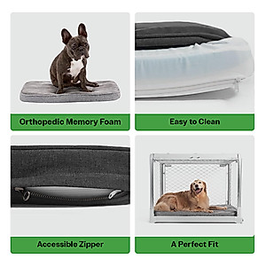 Diggs Snooz Memory Foam Dog Bed - Ideally Sized Revol Dog Crate Pad - Premium Orthopedic Pet Bed for Crate or Home - Grey, Medium