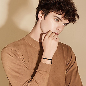 Black Initial Bracelet for Women Men Initial I Charm Letter Bracelets Black String Bracelets with Initials Handmade Rope Braided Personalized Birthday Gifts-26 Initials Available(I)