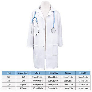 WICOT Kids Doctor Nurse Costume Kit White Lab Doctor Coat with Hat Stethoscope Toys Wooden Doctor Playset Kit Halloween Role Play Birthday Party Dress Up for Kids Toddlers Boys Girls 7-8 years