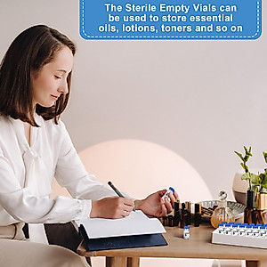 Threlaco 20 Sealed Sterile Empty Vials with Self Healing Injection Port Glass Penicillin Bottle with 20 Label Stickers (2ml)