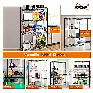 EFINE 2-Pack 4-Shelf Shelving Unit with Shelf Liners Set of 4, Adjustable Rack Unit, Steel Wire Shelves, Shelving Units and Storage Rack for Kitchen and Garage (35.5W X 15.8D X 54H)