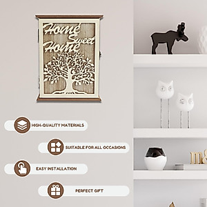 DJAPWPX Wood Key Box Decorative Key Holder for Wall 20 × 6 × 26 cm Wood Key Rack with 6 Hooks Key Cabinet with Back Bracket Key Hanger Key Storage for Entry Kitchen Living Room Bathroom