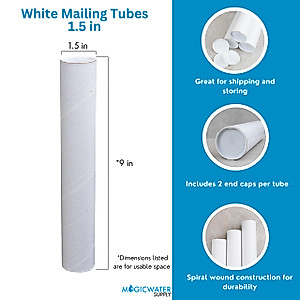 MagicWater Supply Mailing Tube - 1.5 in x 9 in - White - 12 Pack - for Shipping and Storage of Posters, Arts, Crafts, and Documents