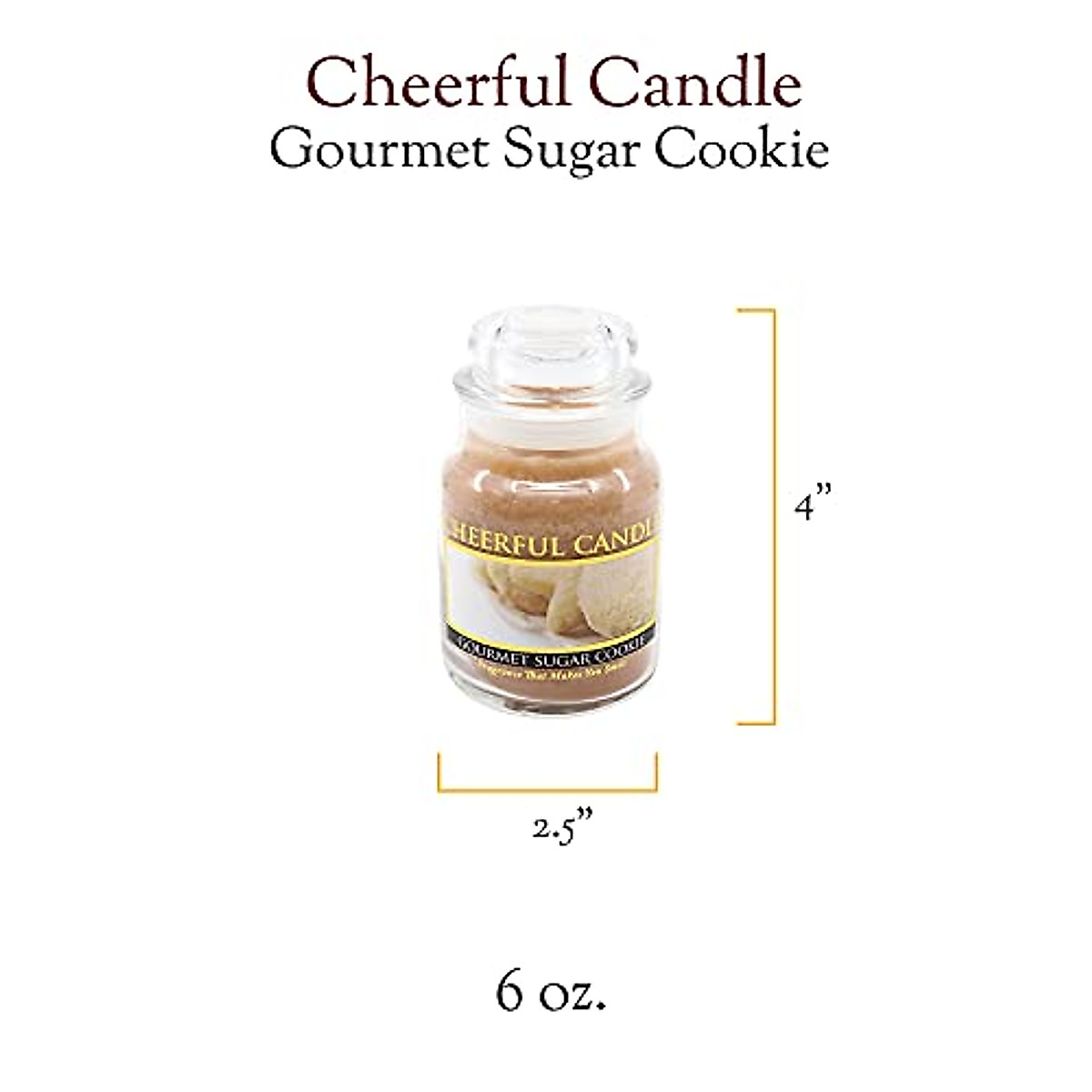 A Cheerful Giver - Gourmet Sugar Cookie Scented Glass Jar Candle (6 oz) with Lid & True to Life Fragrance Made in USA