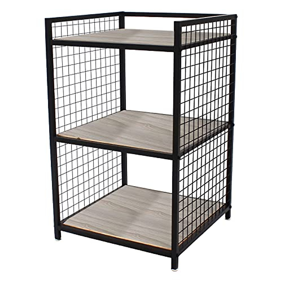 LOYALHEARTDY 3-Shelf Shelving Storage Unit Industrial 3-Tier Storage Rack Metal and Wood Style Bookshelf Multi-Purpose Indoor Garage Storage Organizer Shelves, 21.3" x 21.3"x 34.6" (3-Tier)