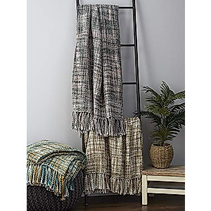 DII Textured Modern, Varigated Acrylic Woven Throw, 50x60-Inch, Teal