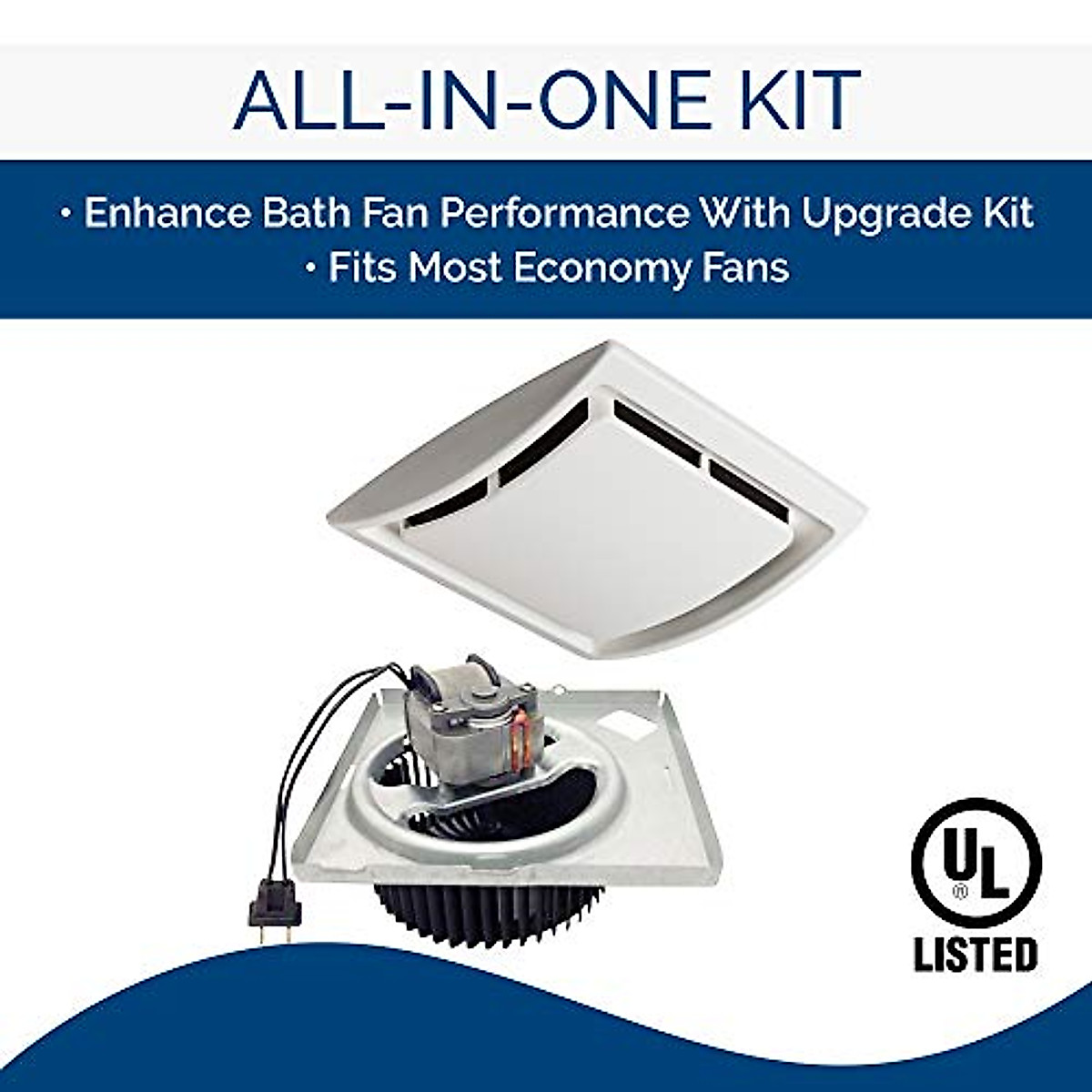 Broan-NuTone QK60S Bathroom Ventilation Grille Upgrade QuickKit, 2.5 Sones, 60 CFM Fan Motor, White
