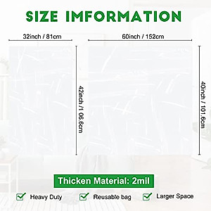 30 Pcs 32 x 41 Inch 39 x 59 Inch Large Clear Plastic Storage Bags Giant Jumbo Dustproof Moistureproof Bags Clothes Blanket Storage Bags for Moving Space Saving Packing Trash Travel Luggage, 2 Mil