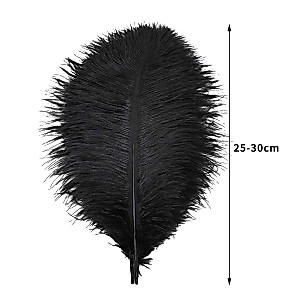 24pcs Natural Black Ostrich Feathers 10-12inch (25-30cm) for Wedding Party Centerpieces，Flower Arrangement and Home Decoration.