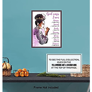 Inspirational African American Women Bible Verse Wall Art - Motivational Decor Poster for Black Girls, Teens Bedroom, Living Room, Dorm Apartment - Religious Christian Scripture Encouragement Gifts