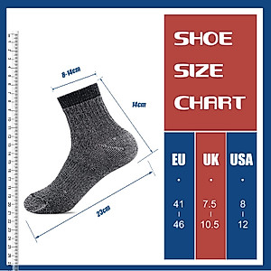 Caudblor Men's Merino Wool Hiking Socks-Thermal Warm Crew Winter Ankle Socks for Trekking,Cycling,Multi Performance,4 Pack