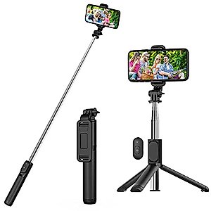 Selfie Stick, Extendable Selfie Stick Tripod with Wireless Remote and Tripod Stand, Portable, Lightweight, Compatible with iPhone 14 13 12 Pro Xs Max Xr X 8Plus 7, Samsung Smartphone and More