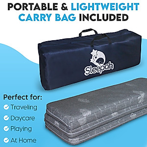 Sleepah Square 36x36 Mattress Pad (Trifold) Waterproof Memory Foam Portable Mattress Topper w Removable Cover Compatible with Joovy Room 2 Delta Children Century Thick Dual Sided