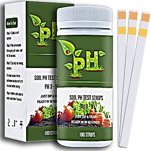 100CT Soil pH Test Kit (3.5-9.0) - Soil pH Test Strips to Test Soil Acidity & Alkalinity of Garden Lawn Grass Vegetable, pH Soil Tester for Garden Soil, Easy to Use for Quick & Accurate Results
