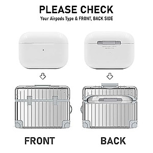 Airpods Pro 2nd/1st Generation Case Cover (2022/2019) with Keychain,V-MORO Cute Suitcase Earphone Protective Case for Apple Airpods Pro 2 Men Women-Silver