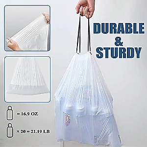 Drawstring 8 Gallon Trash Bags - Medium Trash Bags 8 Gallon Garbage Bags, Individual Unscented 8 Gal Bathroom Trash Bags, 42 Count