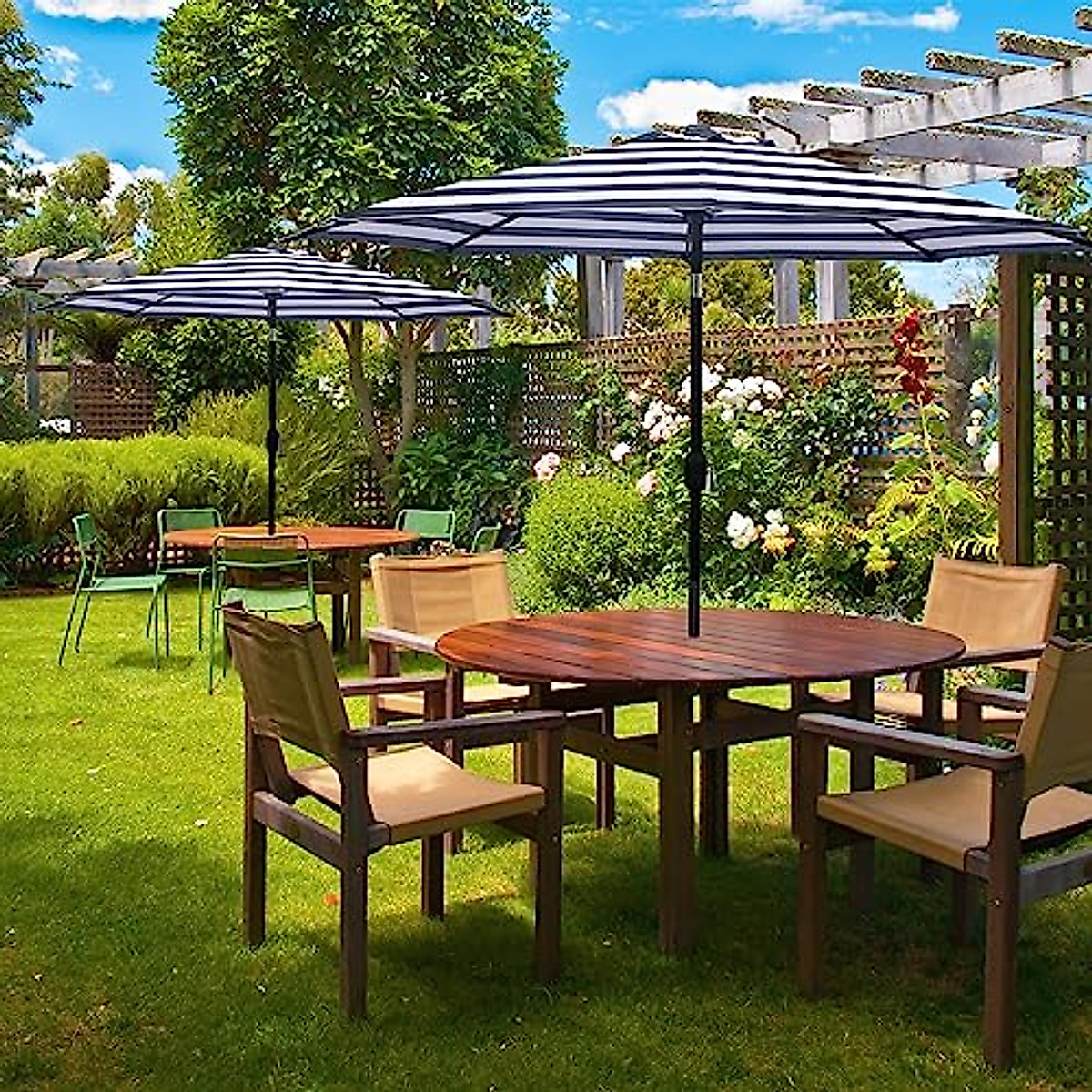 Sunshine Outdoor 9ft with 8 Ribs Patio Umbrella Replacement Canopy Market Umbrella Top Outdoor Umbrella Canopy Black & White (2pcs/package)