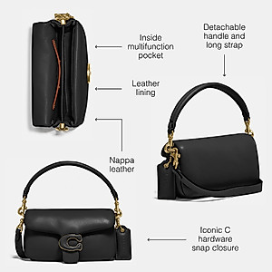 COACH Leather Covered C Closure Pillow Tabby Shoulder Bag 18, Black, One Size